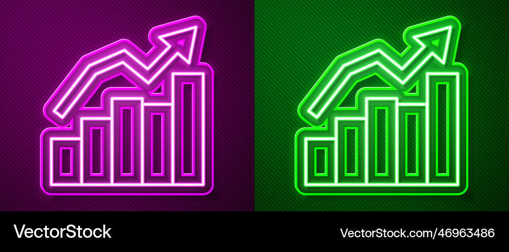 Glowing neon line financial growth increase icon Vector Image