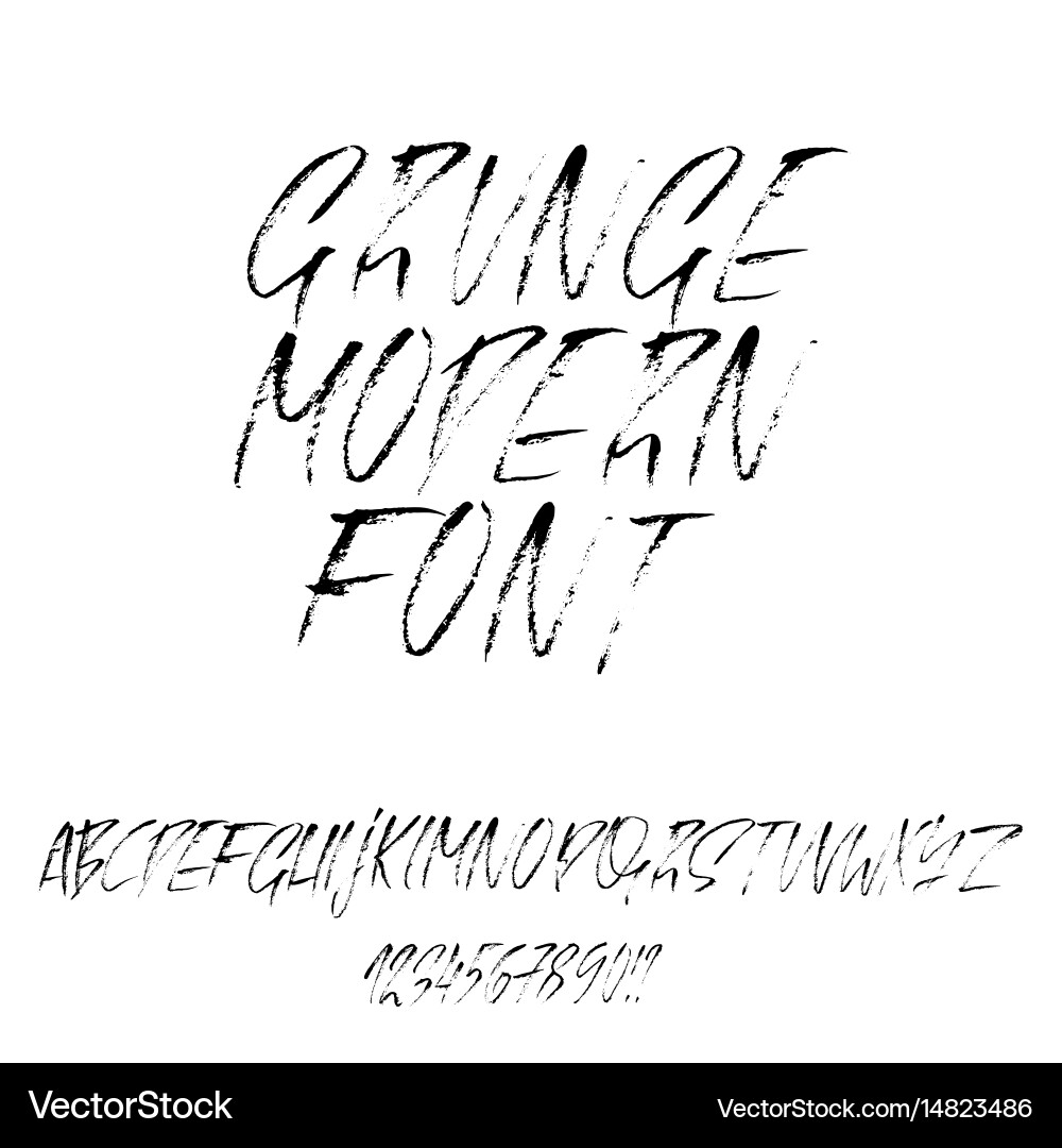 Hand drawn dry brush font modern lettering Vector Image
