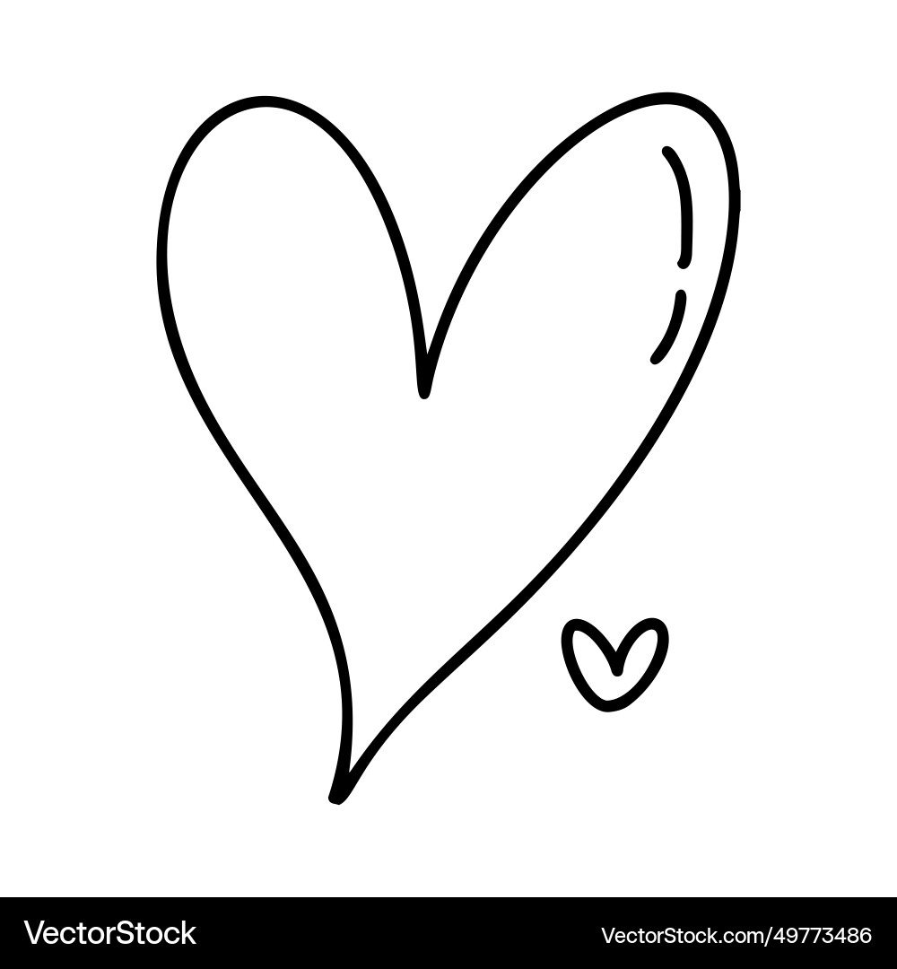 Hand drawn love heart logo line Royalty Free Vector Image