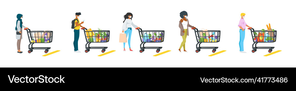 People row queue in time of pandemic Royalty Free Vector