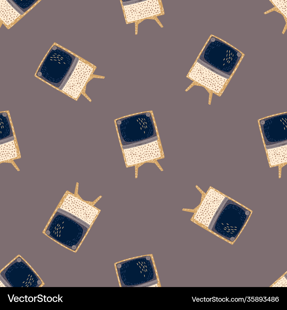 Retro antenna tv seamless pattern in hand drawn Vector Image