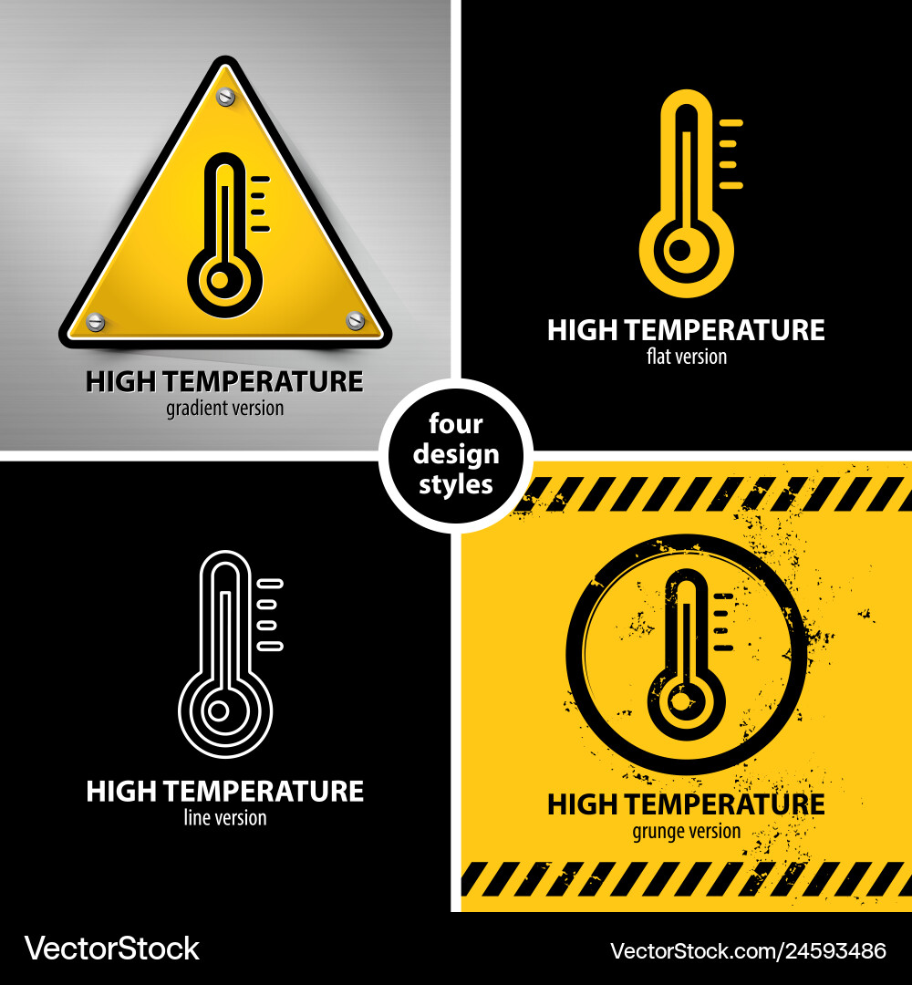 Set of high temperature warning symbols Royalty Free Vector