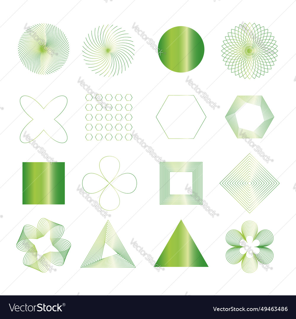 Set of retro futuristic geometry design elements Vector Image