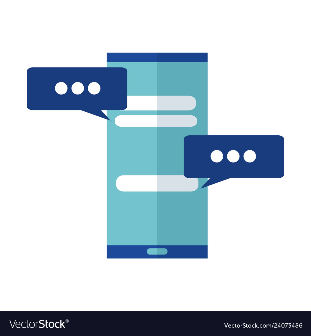 Smartphone device with speech bubbles Royalty Free Vector