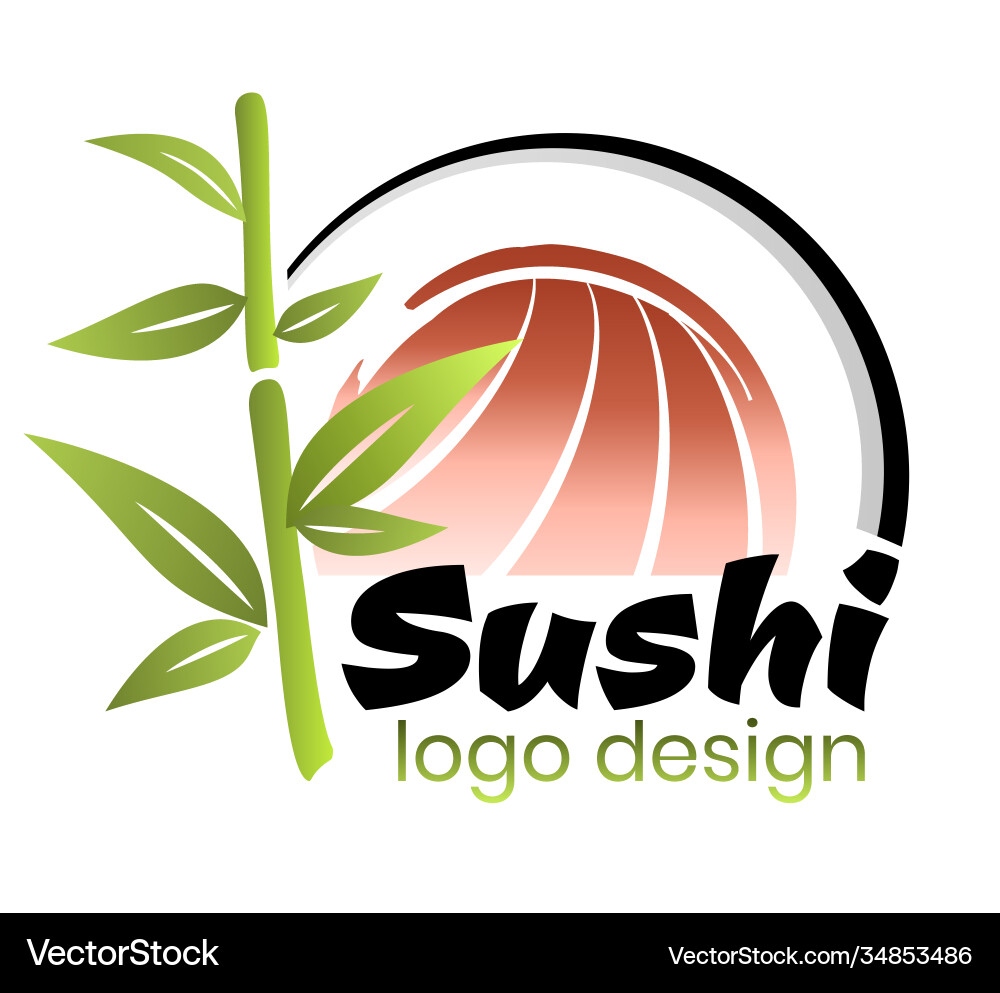 Sushi roll logo with bamboo steam logo design Vector Image
