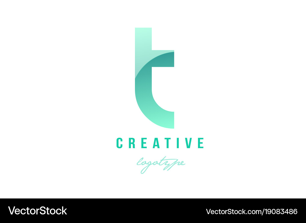 T green pastel gradient alphabet letter logo icon Vector Image