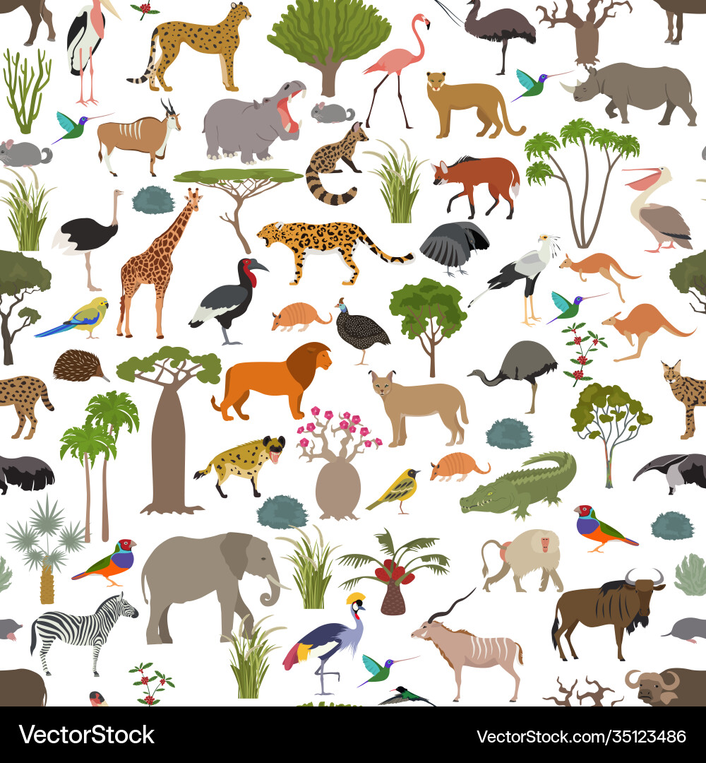 Tree savanna and grass biome natural Royalty Free Vector