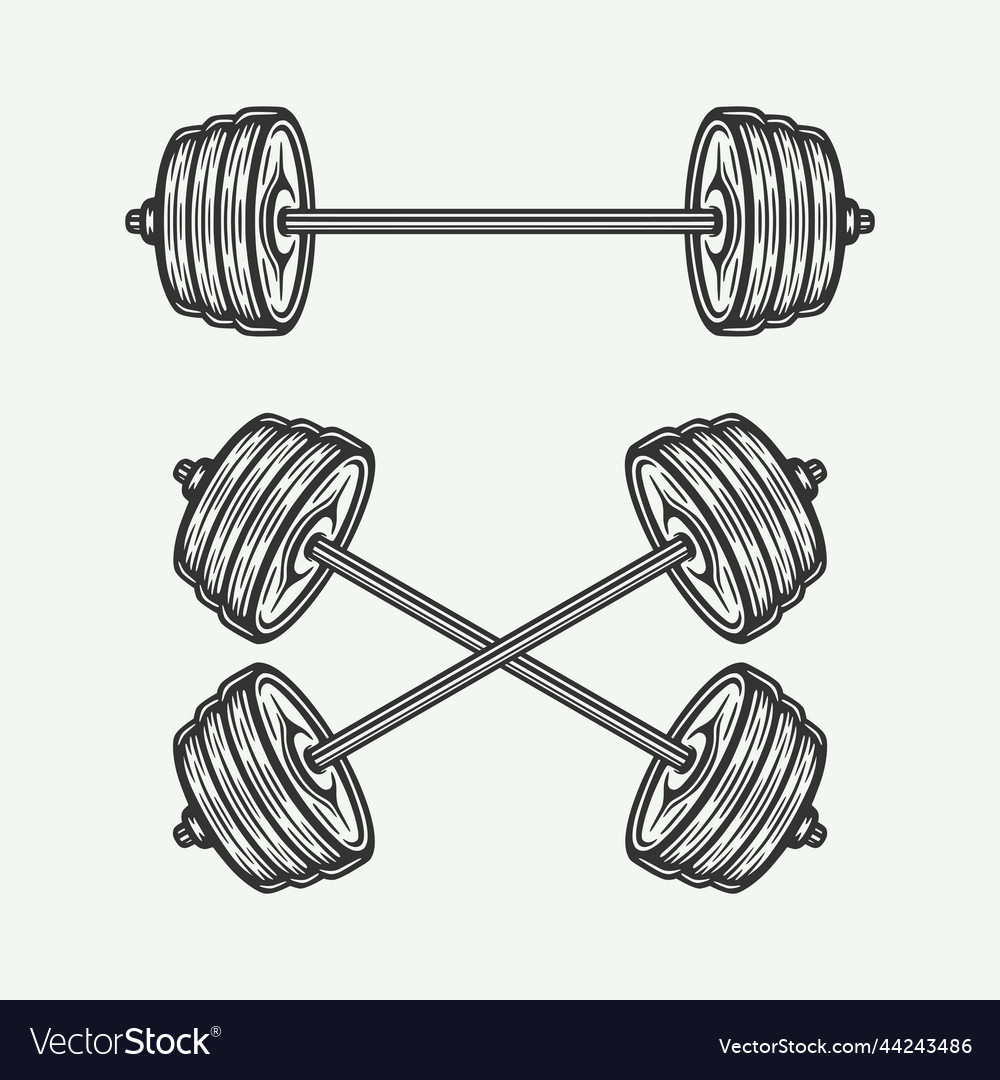 Vintage retro woodcut fitness gym barbell can Vector Image