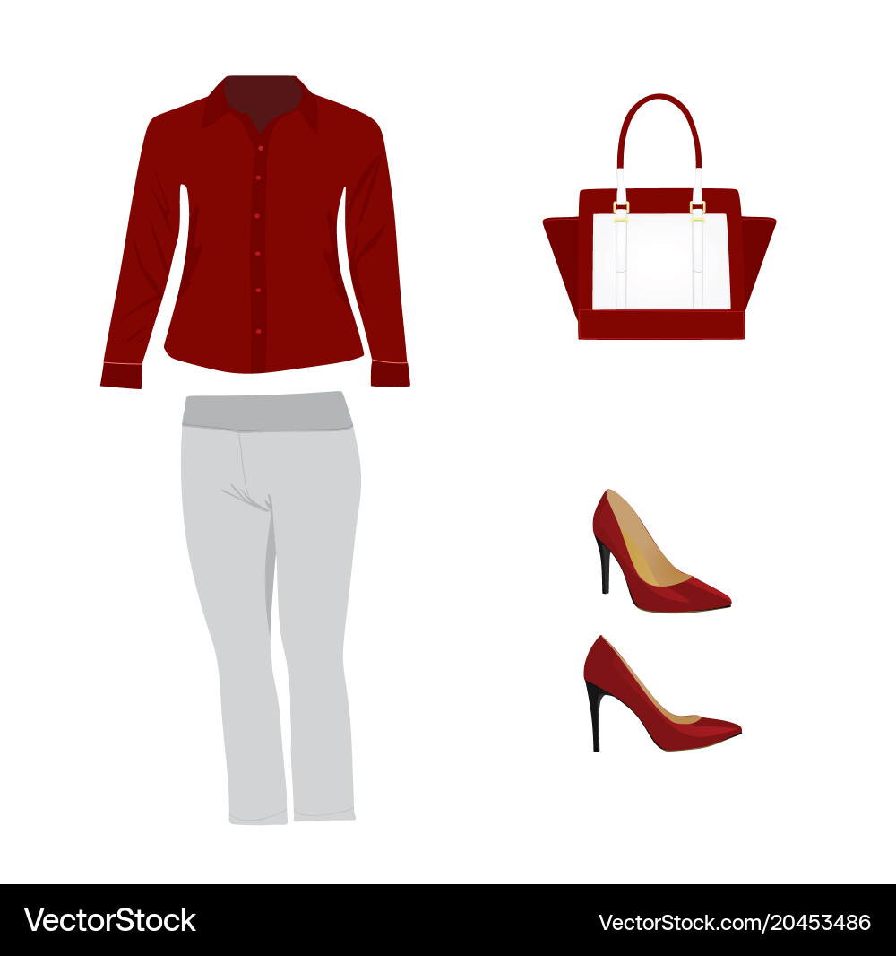 Woman red outfit set Royalty Free Vector Image