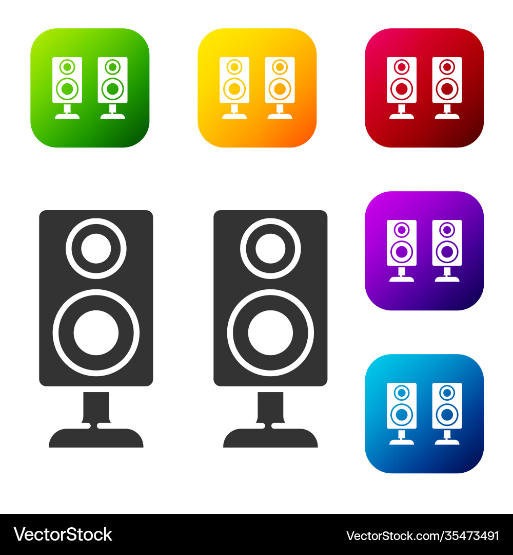 Black stereo speaker icon isolated on white Vector Image