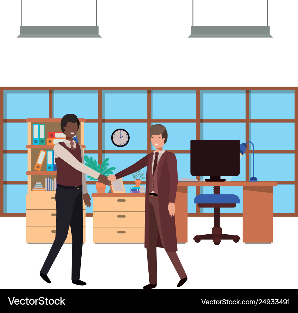 Businessmen in work office avatar character Vector Image