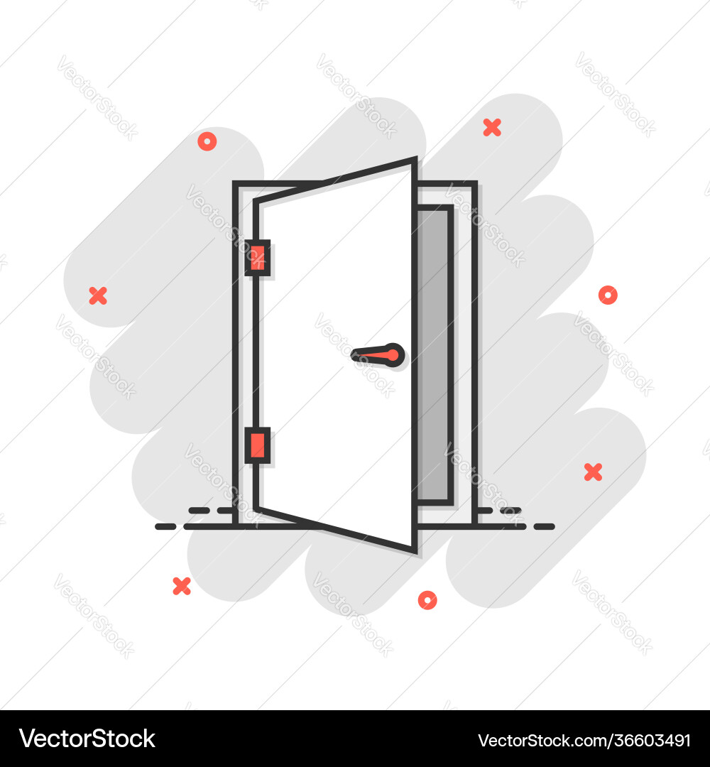 Cartoon door icon in comic style exit sign Vector Image