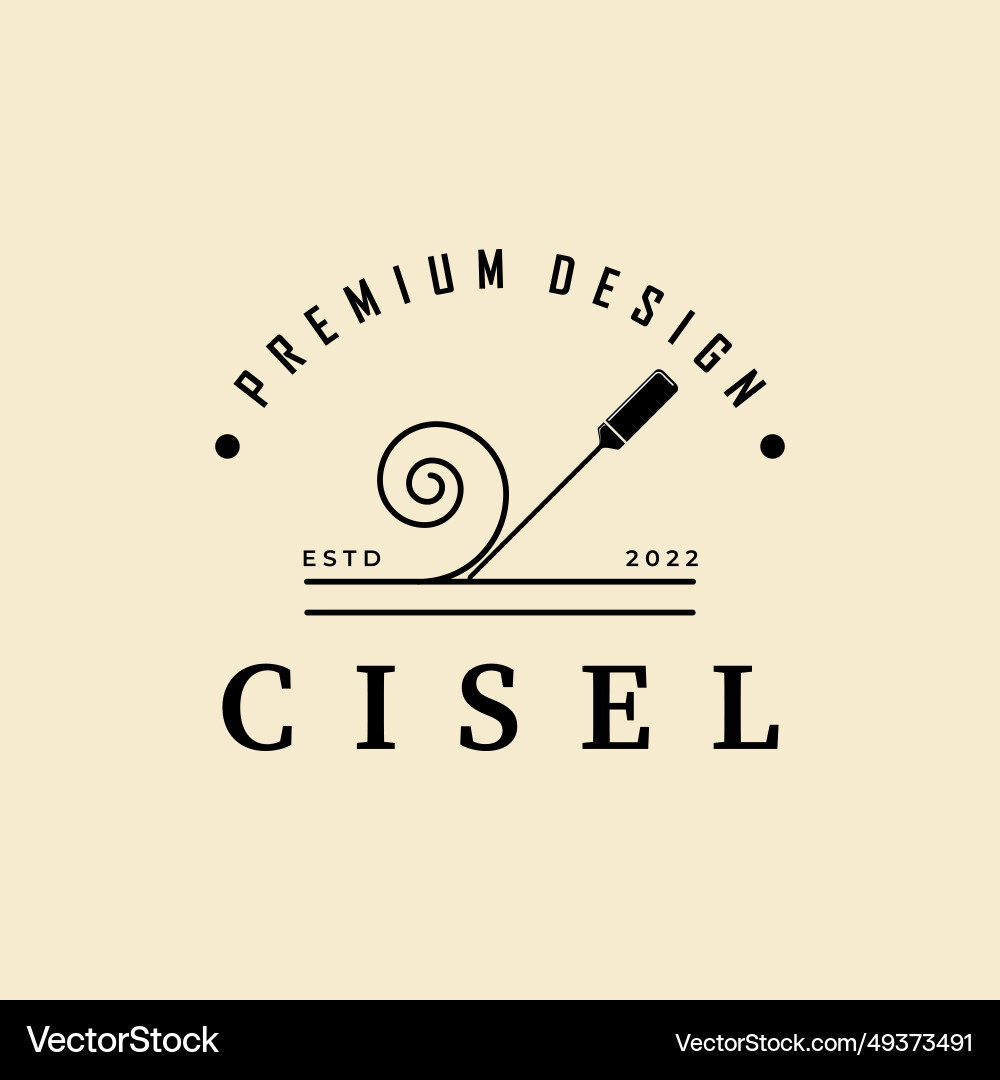 Chisel vintage logo symbol for woodwork carpentry Vector Image