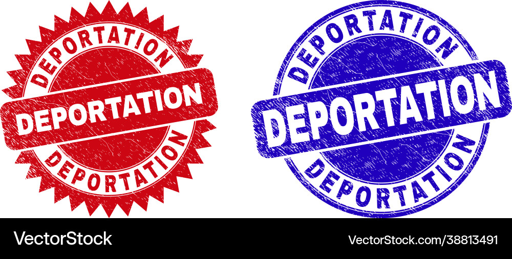 Deportation rounded and rosette stamps with Vector Image