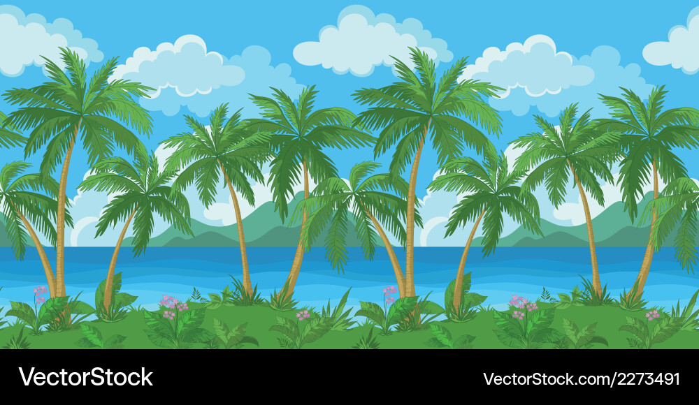 Exotic seamless tropical sea landscape Royalty Free Vector