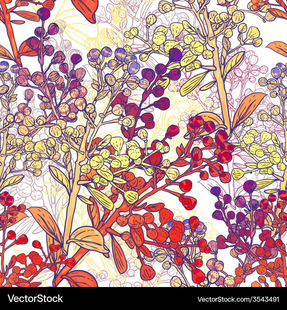 Floral colorful seamless background with branches Vector Image