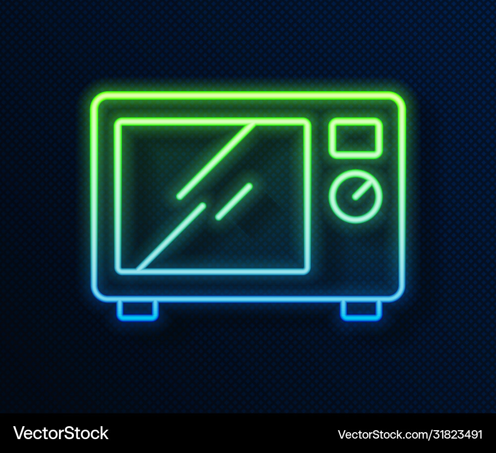Glowing neon line microwave oven icon isolated Vector Image