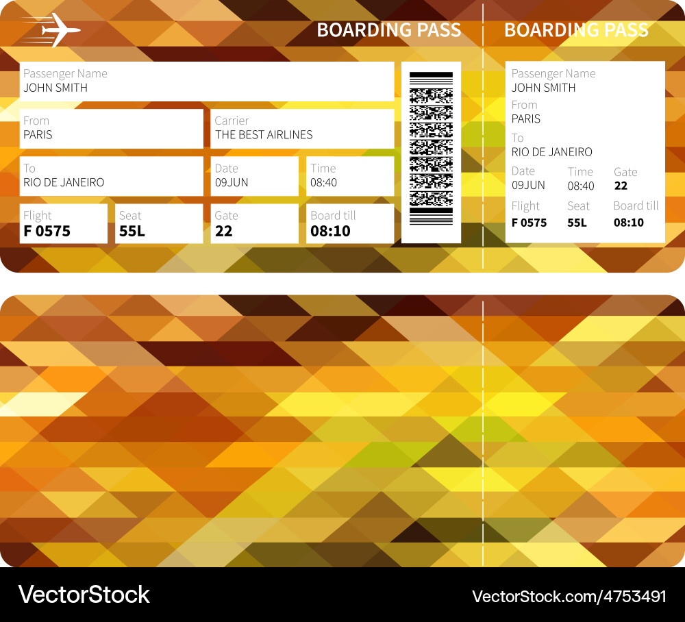 Gold boarding pass Royalty Free Vector Image - VectorStock