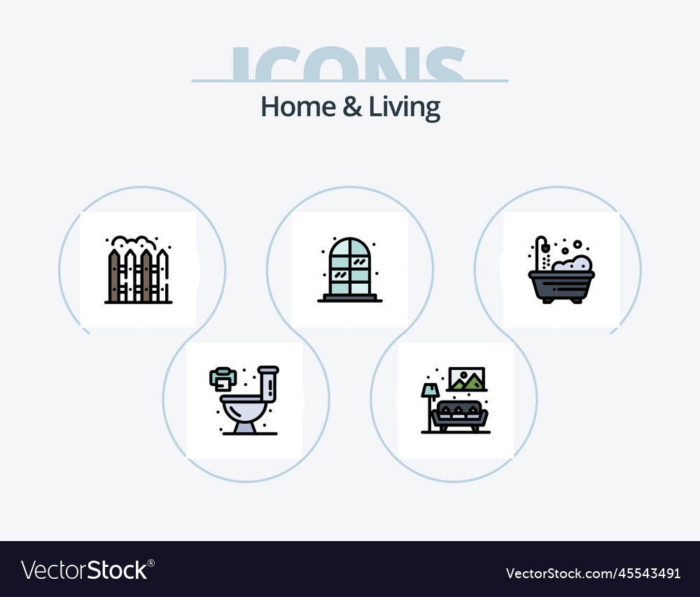 Home and living line filled icon pack 5 icon Vector Image