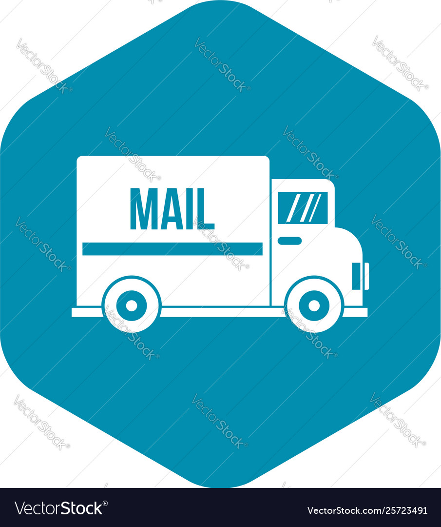 Mail truck icon simple style Royalty Free Vector Image Mail truck icon simple style Royalty Free Vector Image