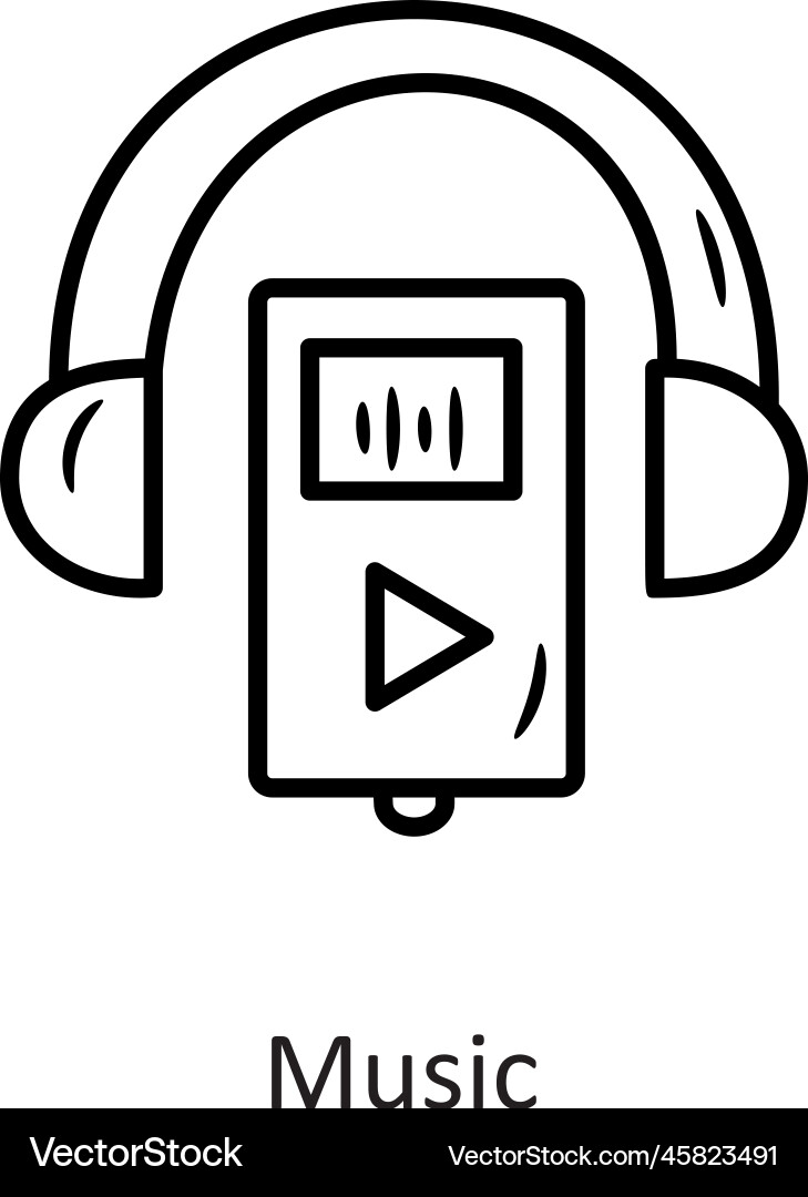 Music outline icon design wor Royalty Free Vector Image