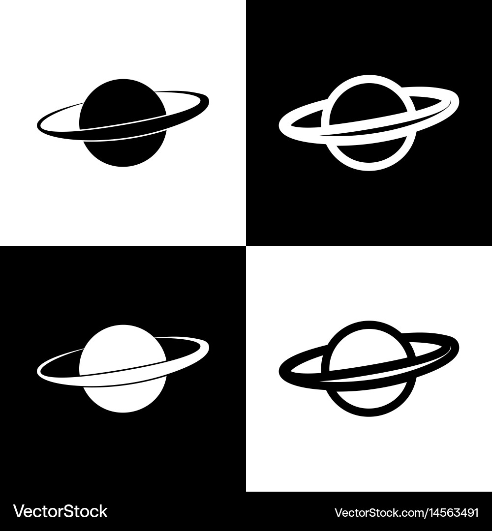 Planet in space sign black and white Royalty Free Vector