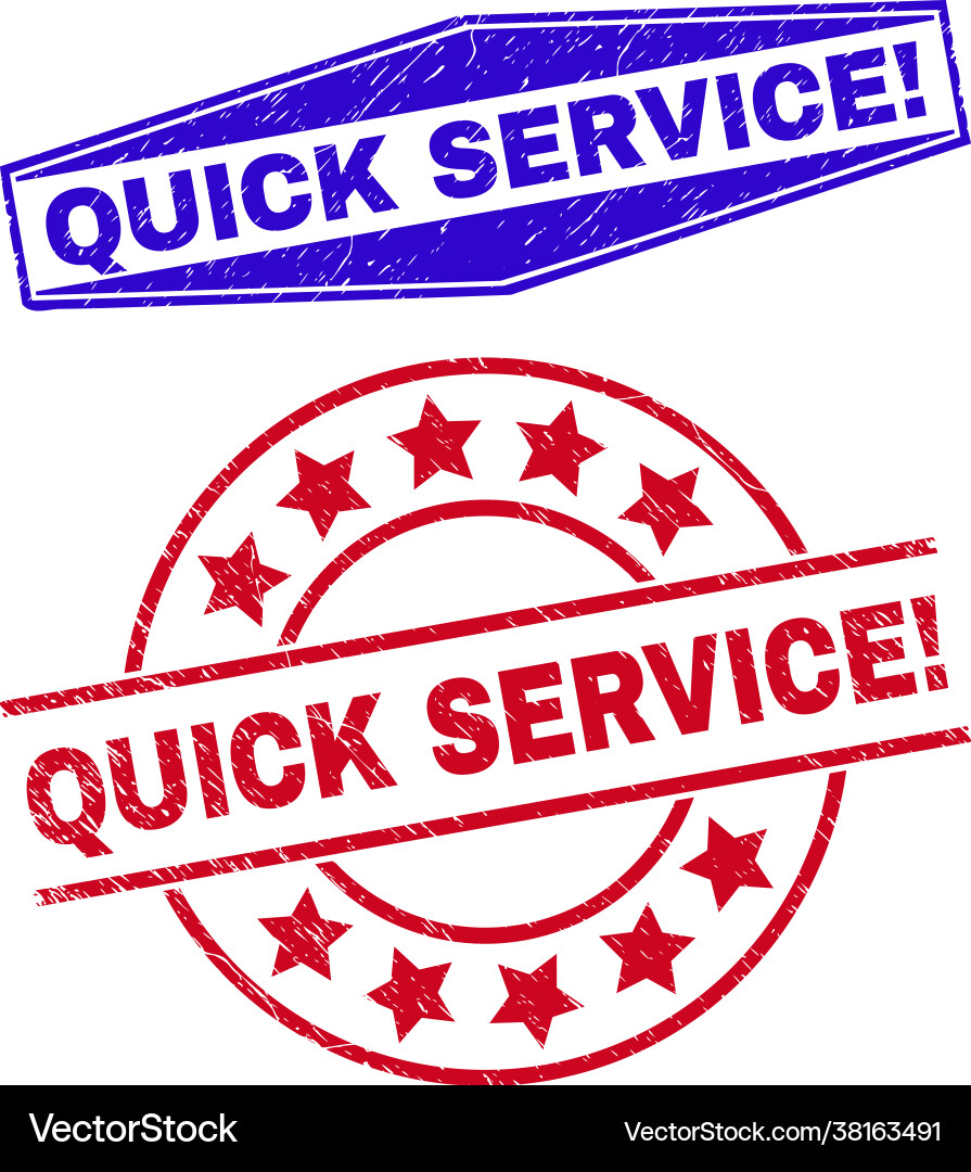 Quick service exclamation unclean badges in round Vector Image