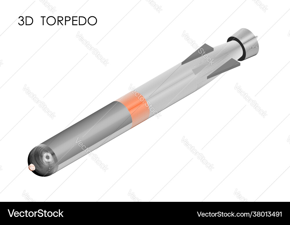 Realistic torpedo for submarine weapons war Vector Image