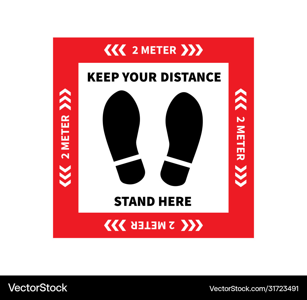 Social distancing footprint sign Royalty Free Vector Image