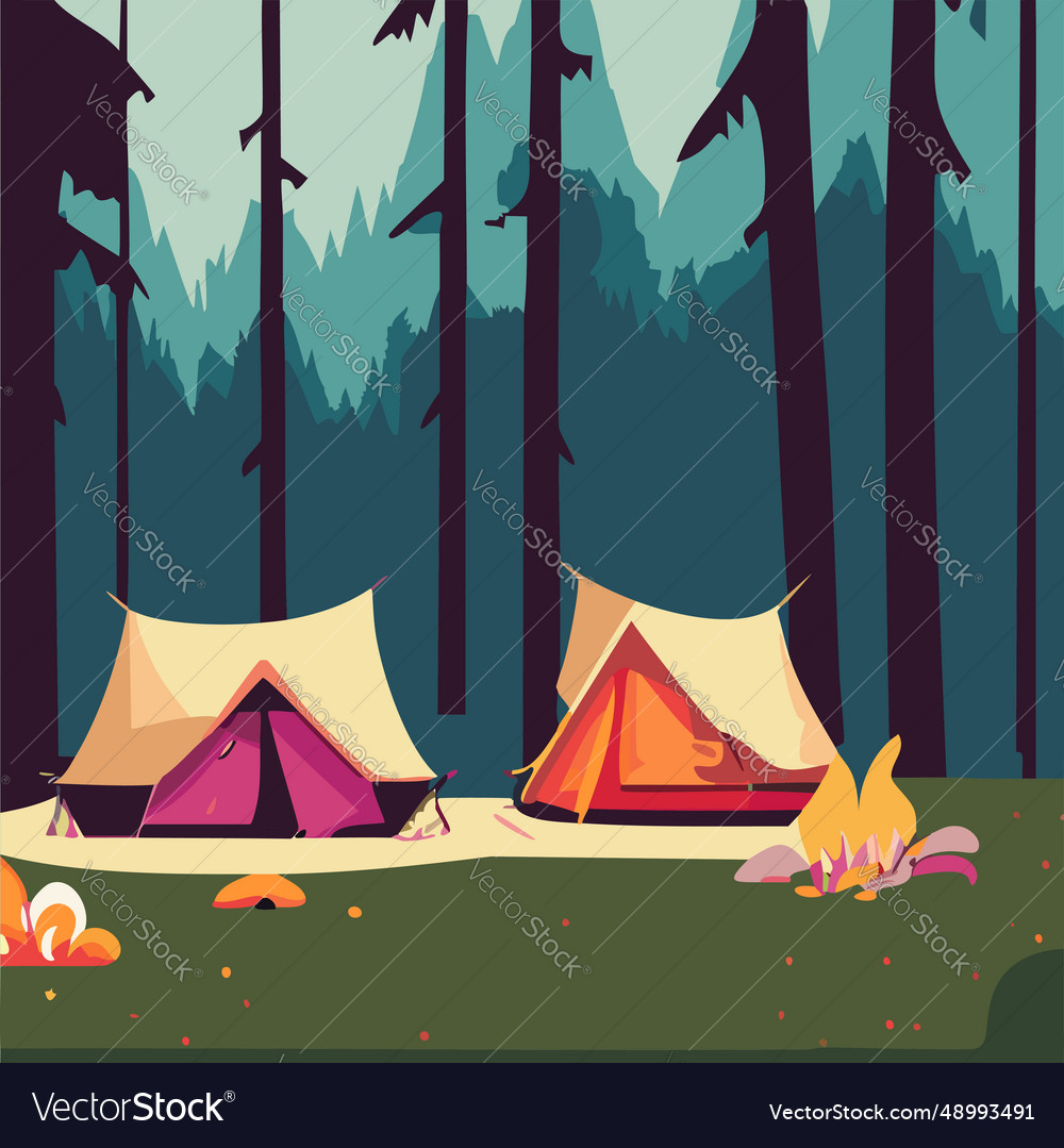 Tourist summer camping Royalty Free Vector Image