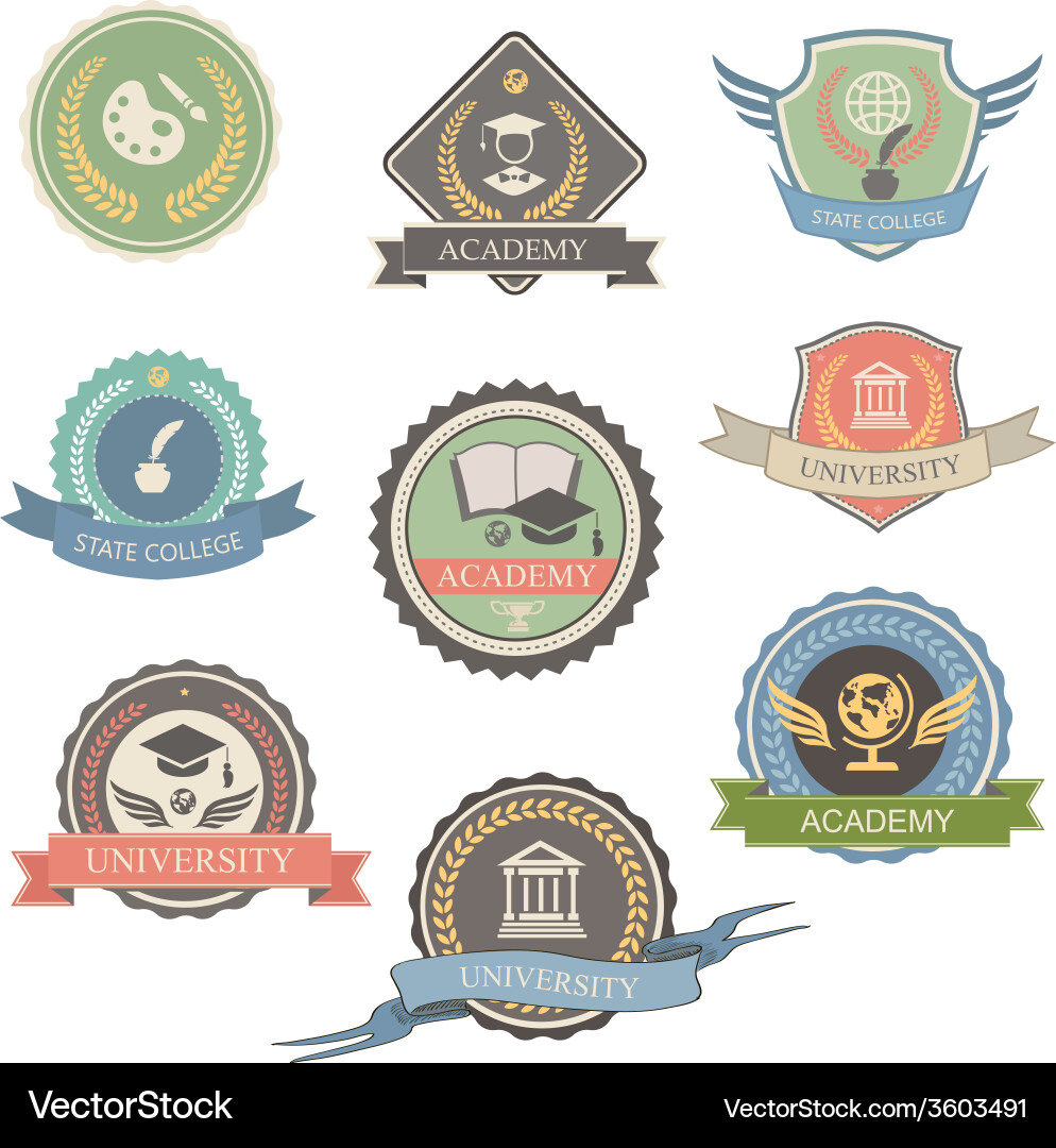 University emblems and symbols - isolated graphic Vector Image