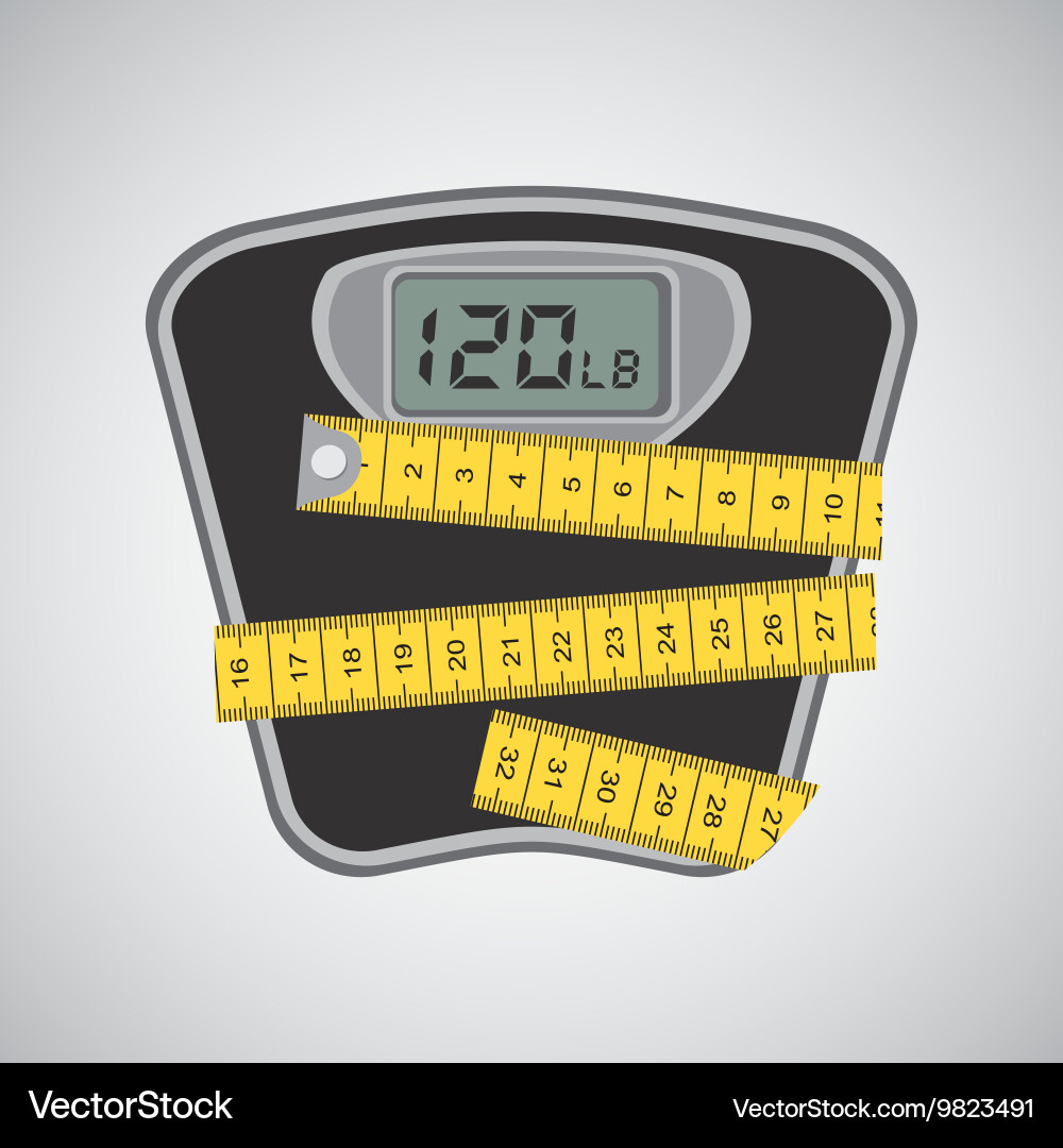 Weighing machine and metric tape Royalty Free Vector Image