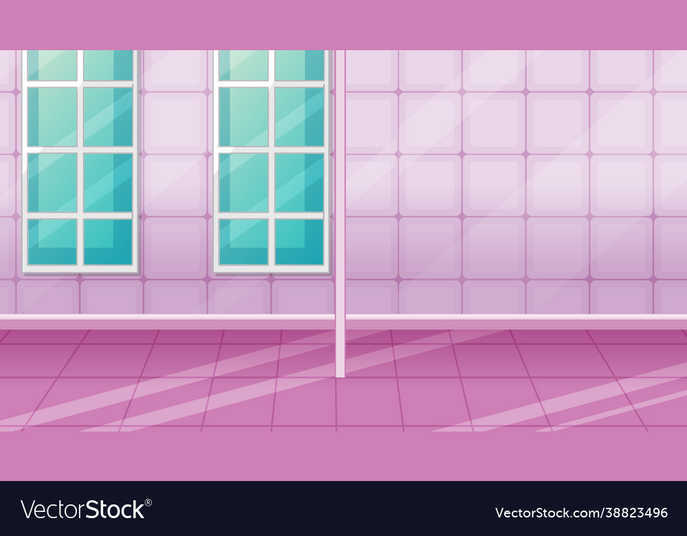 Empty pink room with tiles and divider Royalty Free Vector