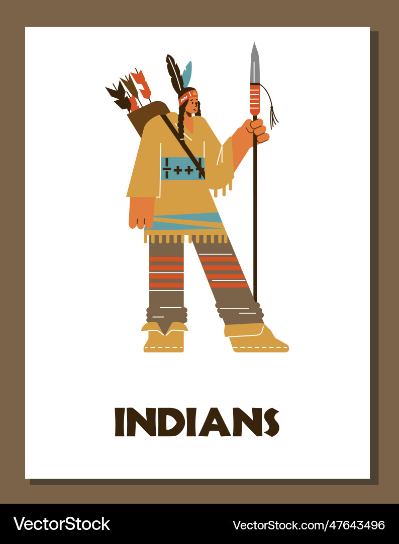 Native american tribe members in traditional Vector Image