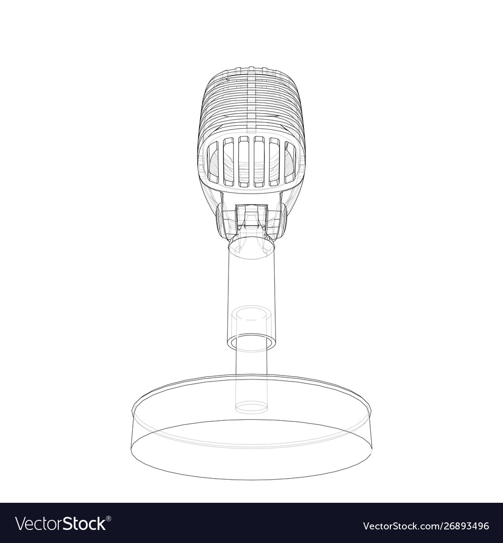 Outline vintage microphone Royalty Free Vector Image