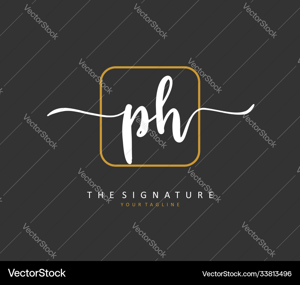P h ph initial letter handwriting and signature Vector Image