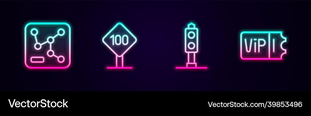 Set line railway map speed limit traffic sign 100 Vector Image