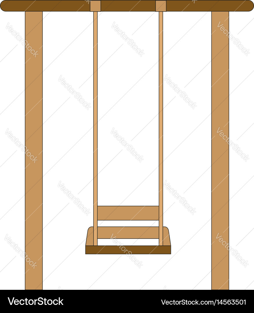 An old wood swing hanged on a tree isolated Vector Image