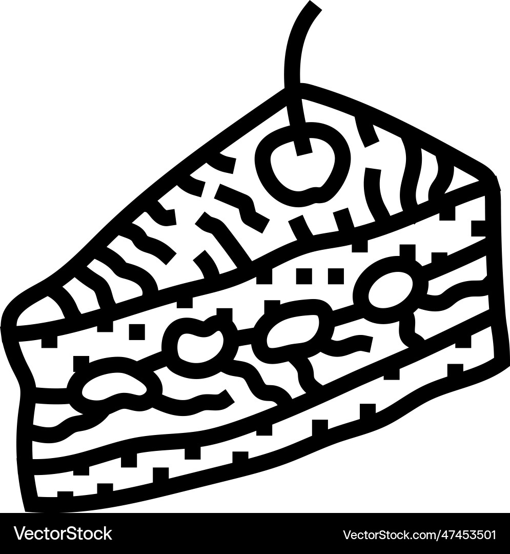 Black forest cake slice food snack line icon Vector Image