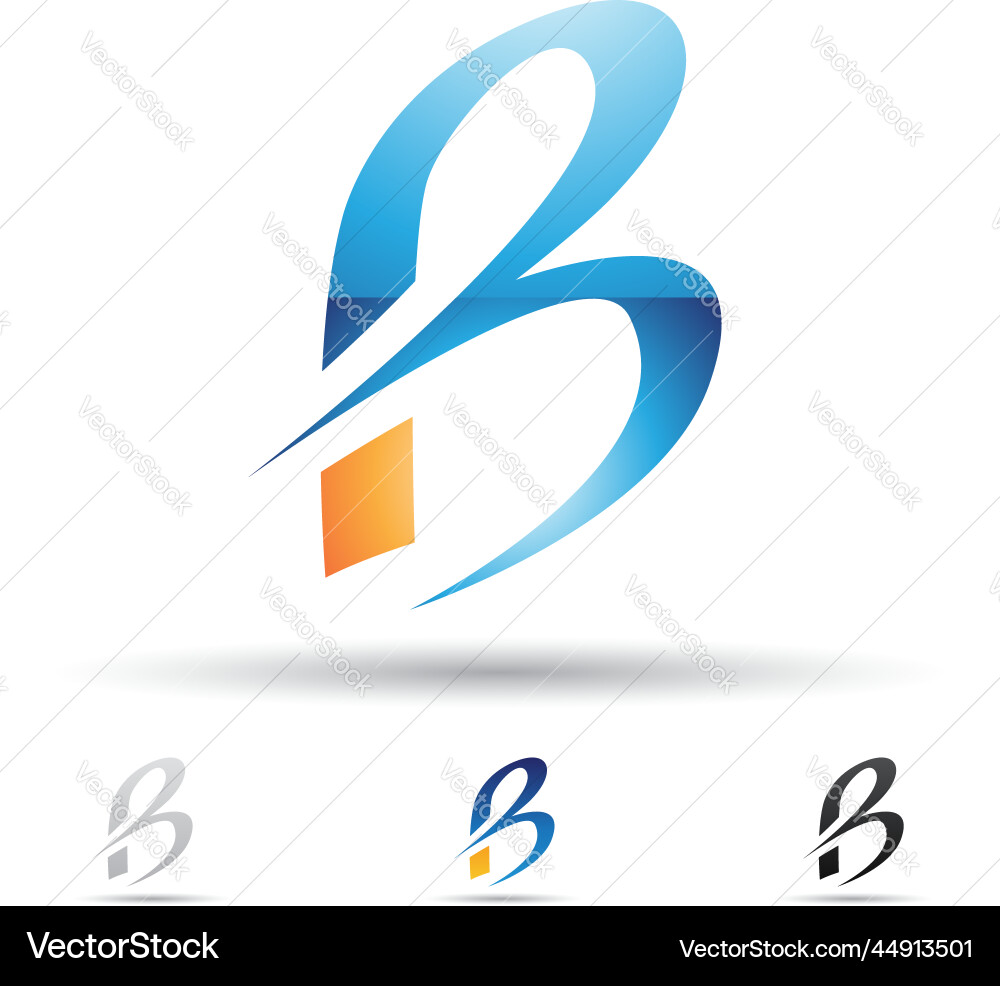 Blue and orange glossy abstract curvy logo icon Vector Image