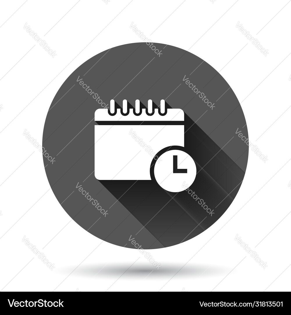Calendar with clock icon in flat style agenda Vector Image