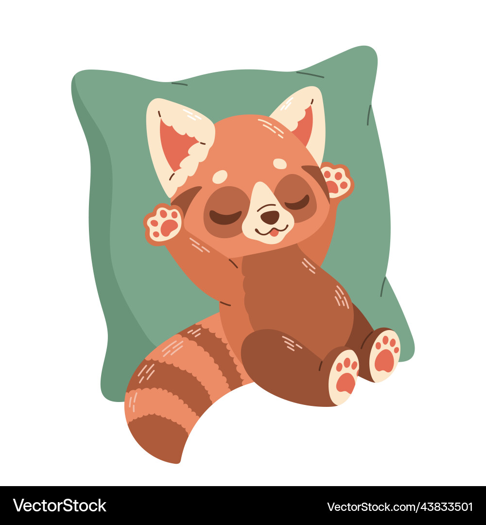 Cute little red panda lying on pillow kids Vector Image