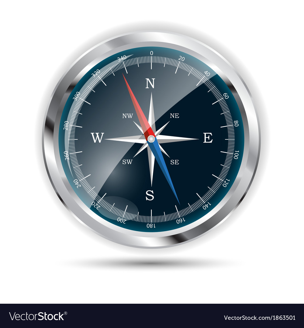 Glossy compass Royalty Free Vector Image - VectorStock