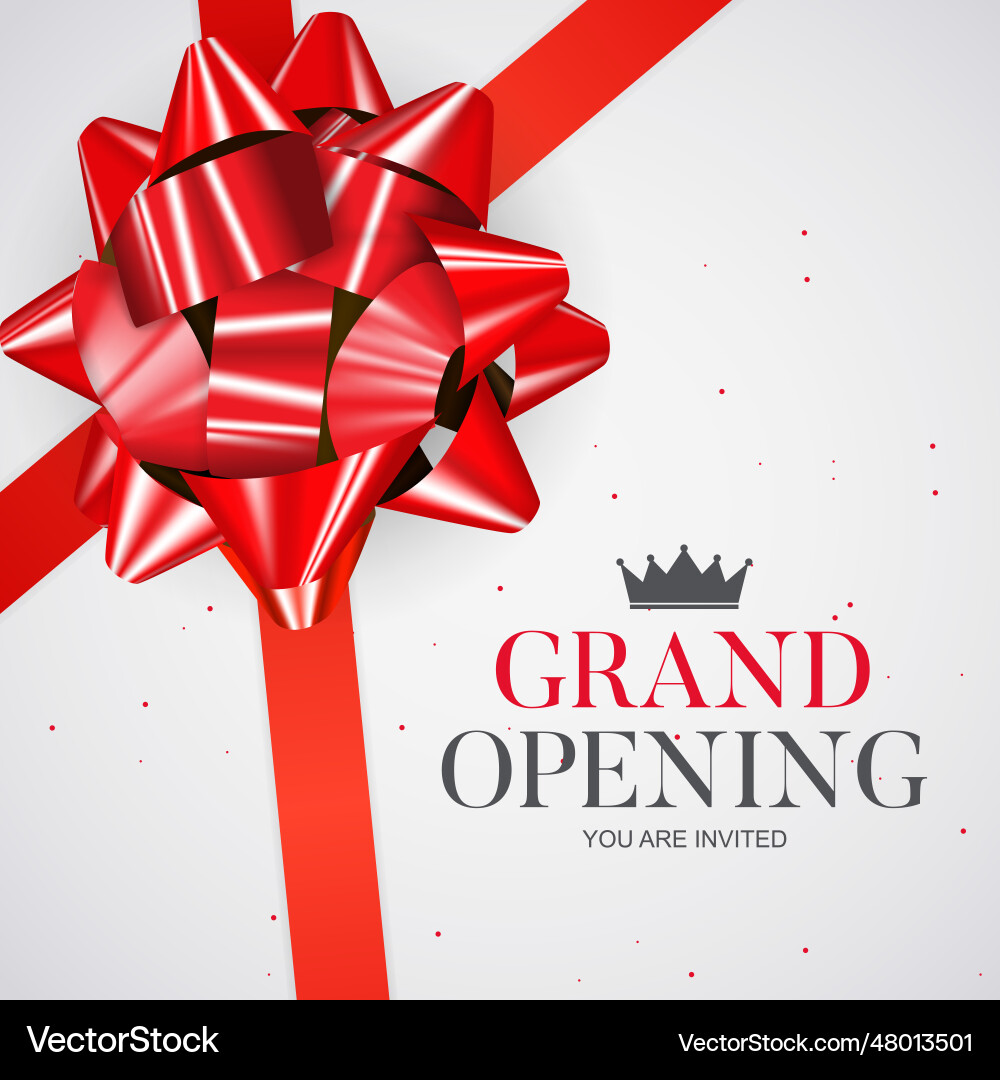 Grand opening card with ribbon background Vector Image