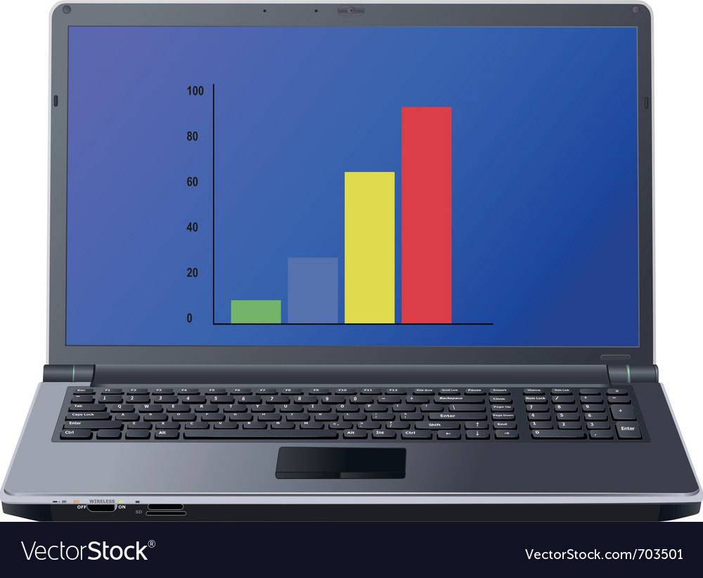 Graph on laptop screen Royalty Free Vector Image