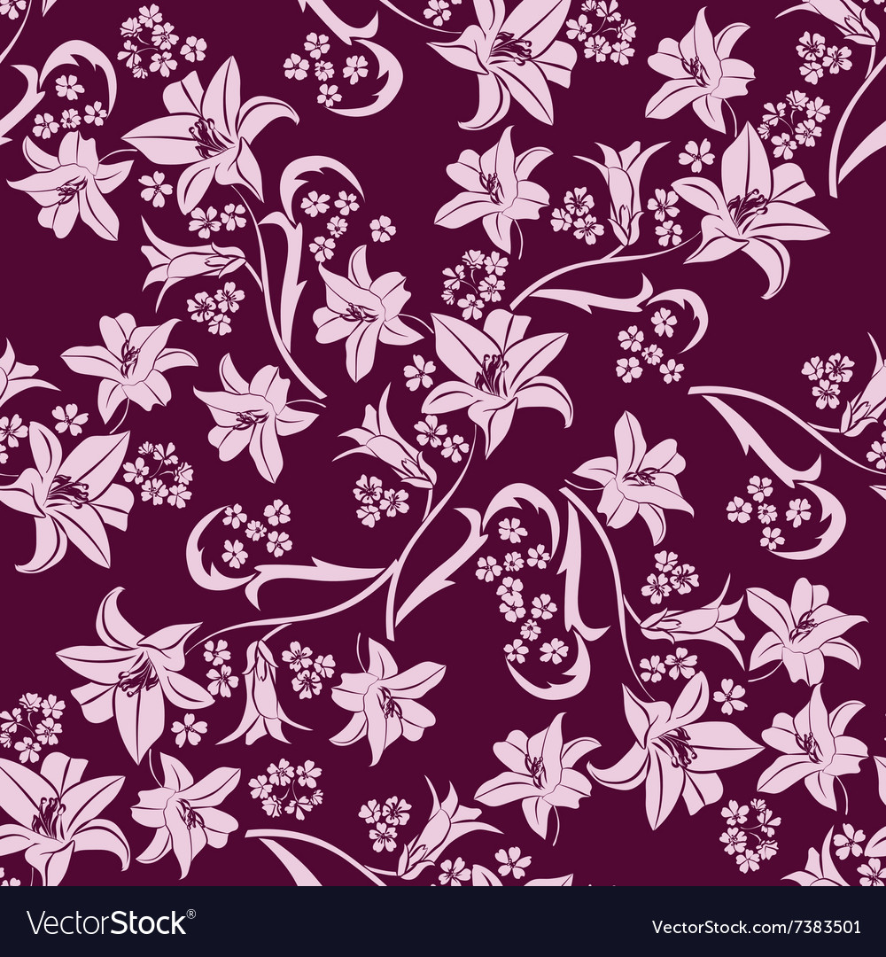 Leaf background floral seamless texture with lily Vector Image