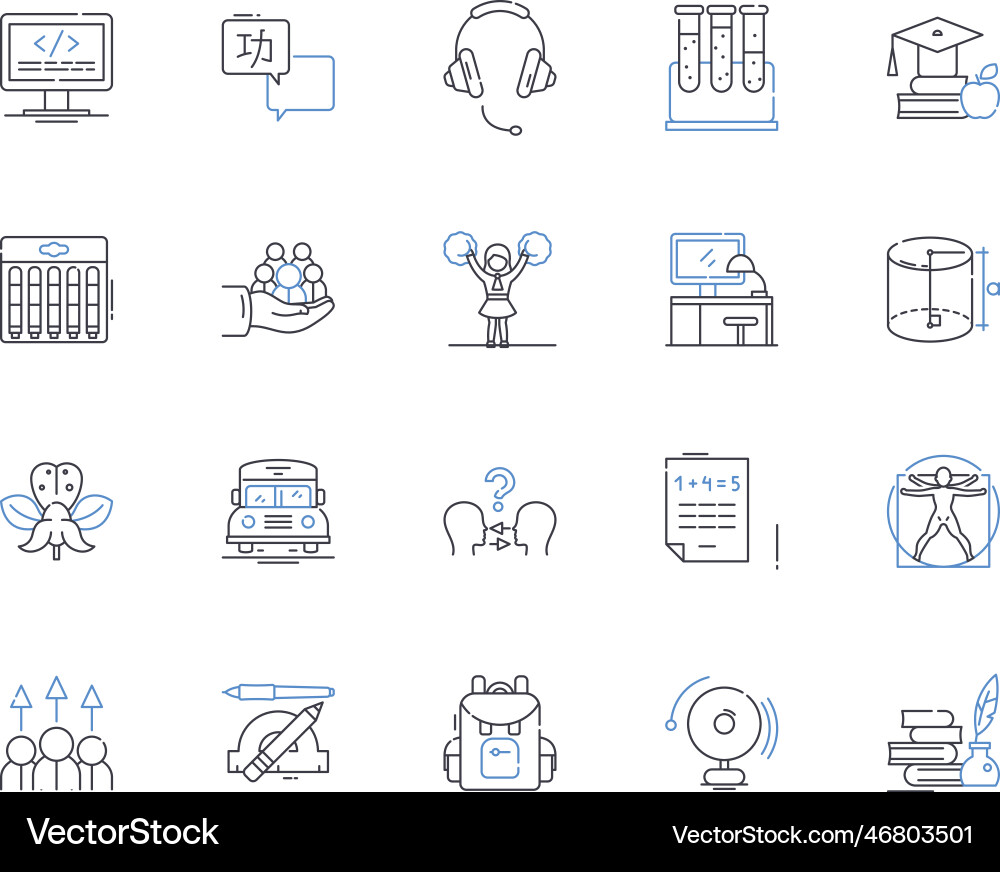 Mastery education line icons collection expertise Vector Image