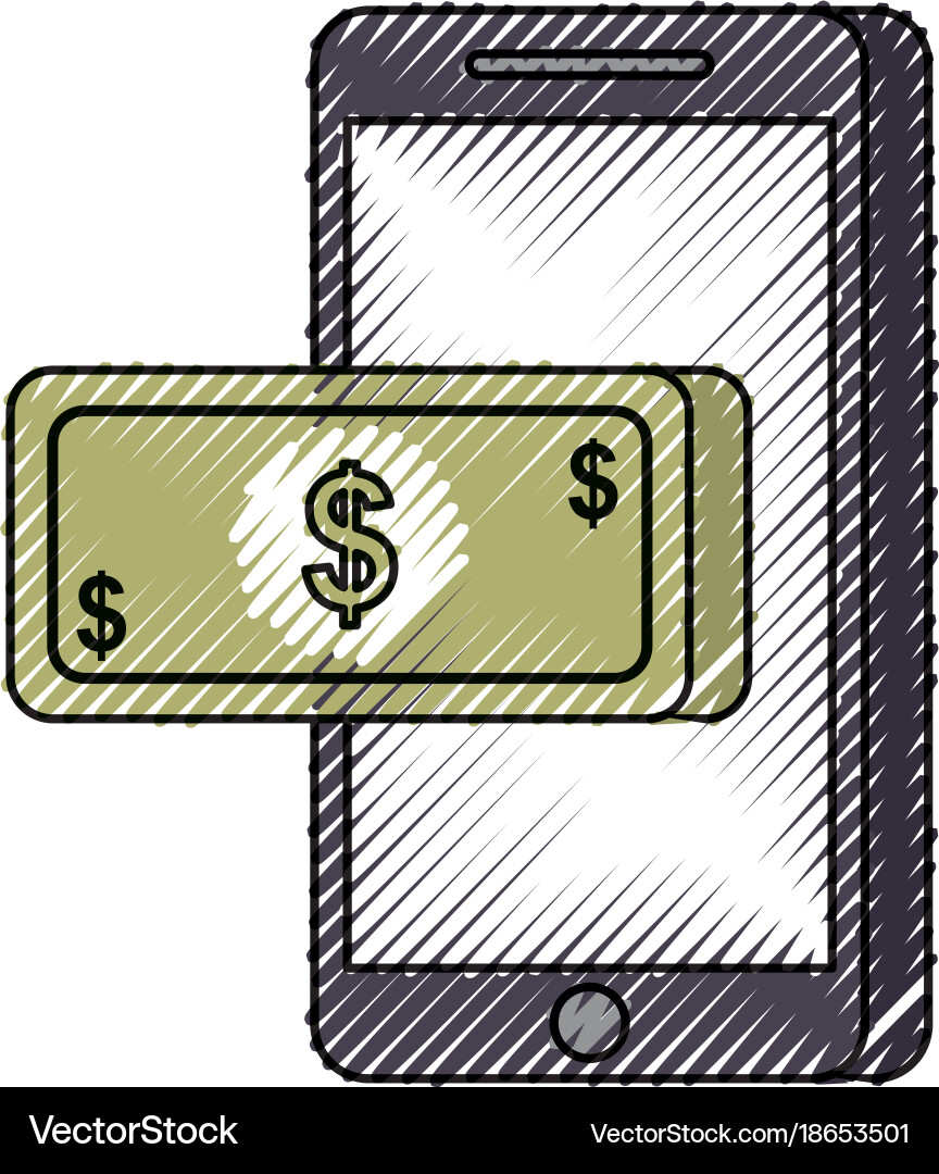 Mobile phone money banknote payment online Vector Image