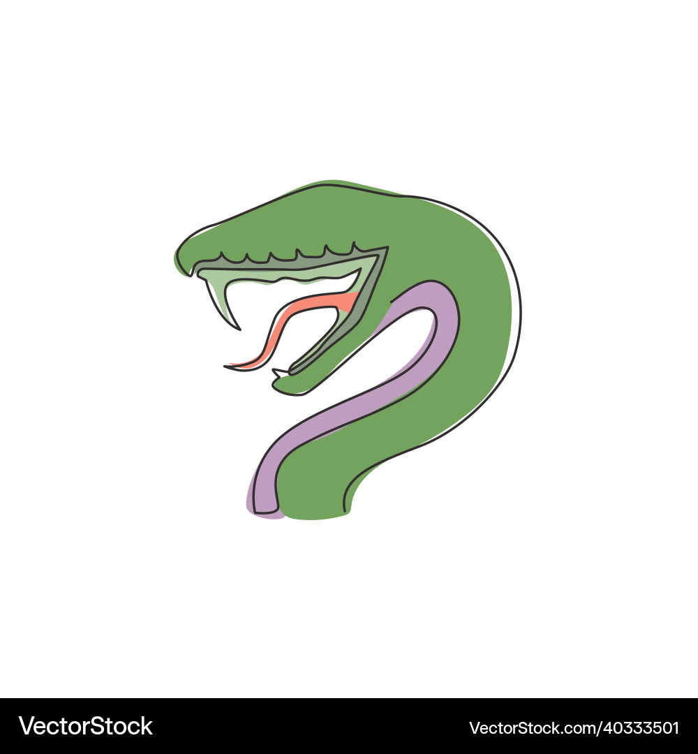 One single line drawing of venomous snake Vector Image