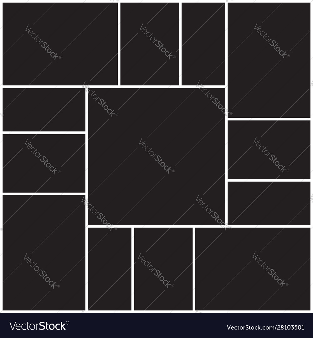 Photo collage pattern white frames black Vector Image